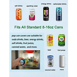 Soda Can Covers Lids, 6 Pack BPA-Free Can Cover for Soda Lid, Reusable Pop Can Lid Beer Can Covers, Silicone Soda Can Lids for Carbonated Beer Juice Beverages Energy Drinks, Fits Standard Soda Cans