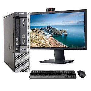 Dell OptiPlex 7010 USFF Computer Desktop PC, Intel i5 3.2GHz, 8GB Ram, 120GB SSD Drive, WiFi & Bluetooth, Wireless Keyboard and Mouse, 24 Inch FHD Monitor, Webcam, Windows 10 (Renewed)