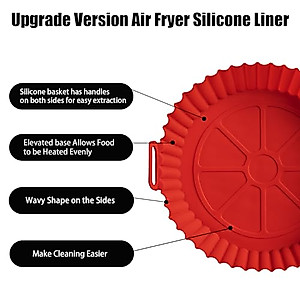 3 Pack Air Fryer Silicone Liners-Zmerob Reusable Silicone Bowl Basket for 3 to 5 QT Ninja Air Fryer, Food Grade Airfryer Basket Bowl Pot,Baking Tray Cooking Oven Accessories(Top 8in / Bottom 6.75in)