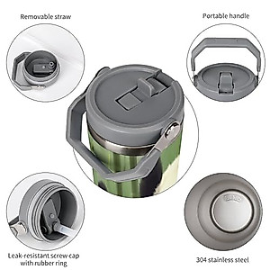 30oz Stainless Steel Insulated Tumbler with Flip Lid & Straw, Leakproof Travel Mug for Car, Cute Panda Double Wall Vacuum Thermal Coffee Cup with Handle, Spill-Proof Design for Hot/Cold Drinks