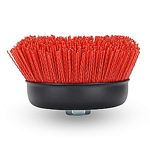BHA 6" Abrasive Filament Nylon Bristle Cup Brush, 5/8"-11 Thread Arbor - Red (120 Grit)