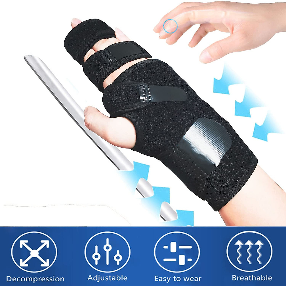 Trigger Finger Splint Finger Brace – Help Mallet Fingers or Hand Splint for Metacarpal Fractures Broken Fingers, Injuries, Arthritis, Trigger Finger, Tendonitis and Pain Relief