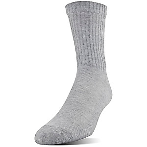 Gildan Men's Polyester Half Cushion Mid-Crew Socks, 12-Pack, Grey, Shoe Size: 6-12