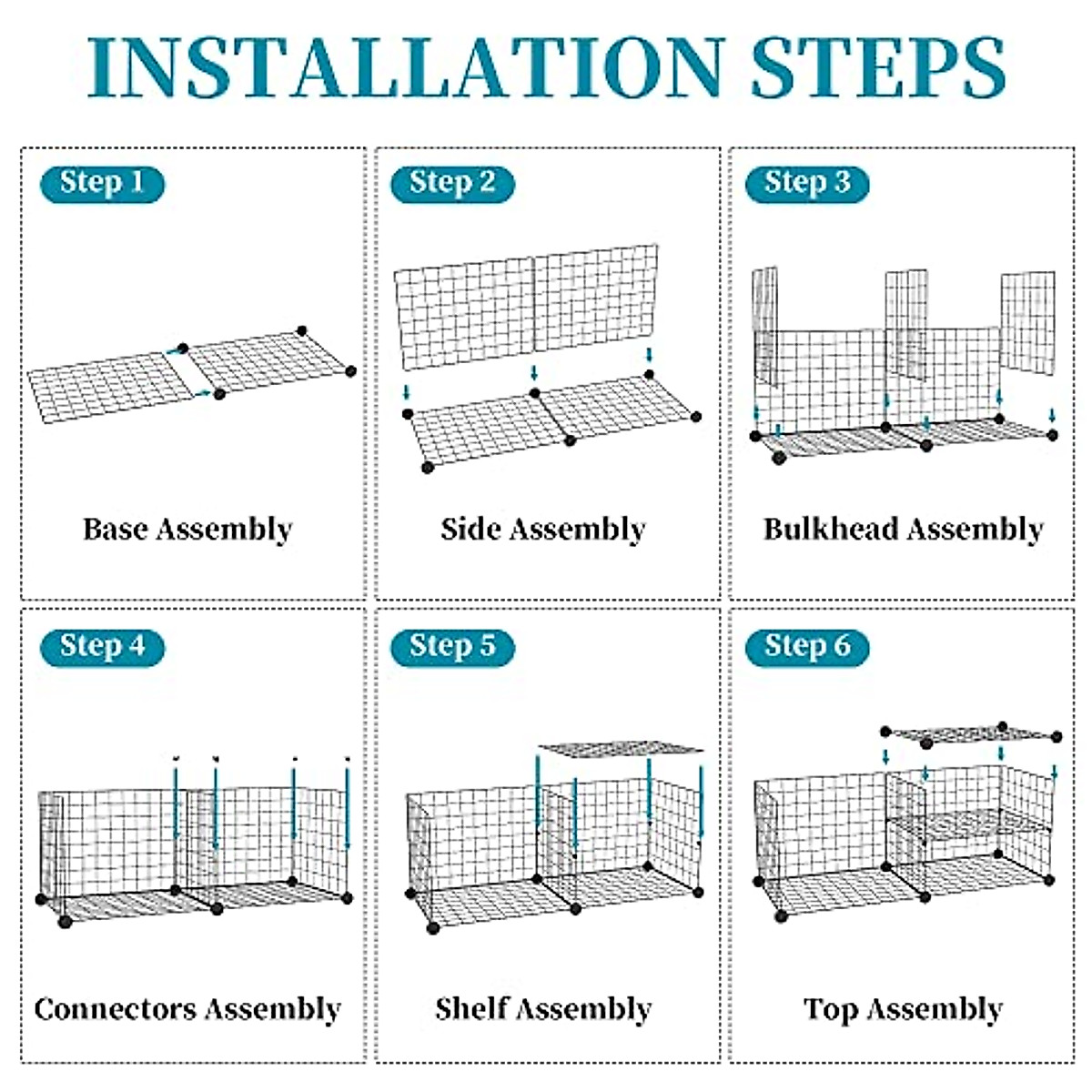 GIMTRR Closet Organizers and Storage, 3 * 6 Cubes Metal Wire Storage Shelf, Modular Cabinet Portable Bookcase for Bedroom, Bathroom, Office, Black