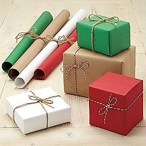 Red Plain Kraft Jumbo Roll Gift Wrap - 61 sq ft, Heavyweight, tear-resistant wrapping paper for Christmas, Valentine's Day, All Occasion Crafts