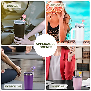 Amrules 6Pcs Straw Covers Cap Toppers, 0.4in /10mm Straws Cap for 20&30&40oz Tumbler Drinking Cup with Handle, Reusable Cute Silicone Tips Lids Protectors for Water Bottle Accessories, Flower Shape