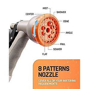 FIILPOW 100 FT 1/2" Retractable Garden Hose Reel, Any Length Lock, Heavy-Duty Wall Mounted Hose Reel with Automatic Rewind, Brass Connector, Adjustable Patterns, 180° Garden Watering & Car Washing