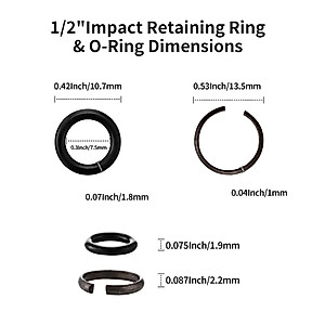 10 Packs 1/2" Impact Wrench Socket Retainer Rings with O-ring, Replacement Parts Compatible with IR, Snap-On, Chicago Pneumatic, Florida Pneumatics, and Air Cat Electric and Pneumatic Air Wrench