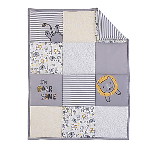 NoJo Little Love Roarsome Lion - Grey, Yellow, White 3 Piece Nursery Crib Bedding Set with Comforter, Fitted Crib Sheet, Dust Ruffle