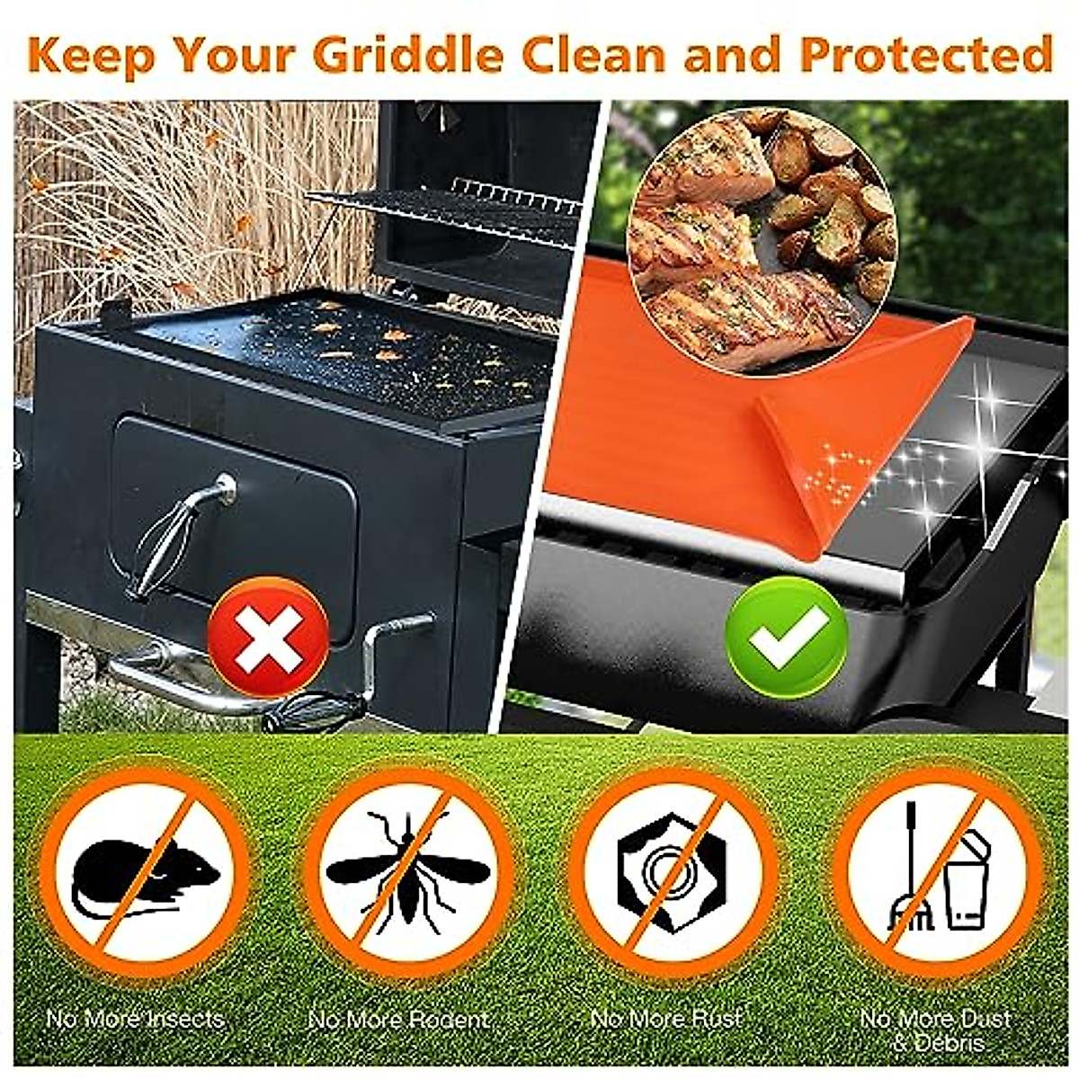 KNHUOS 28'' Griddle Mat Silicone for Blackstone, Silicone Griddle Cover Upgraded Handle-Design,Protective BBQ Grill for Blackstone Protector Accessories Kit & Indoor Outdoor