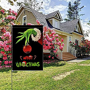 Christmas Garden Flag Christmas Decor - Merry Christmas 12×18 Inch Vertical Burlap Double Sided Xmas Garden Flag for Yard Farm Outdoor Party