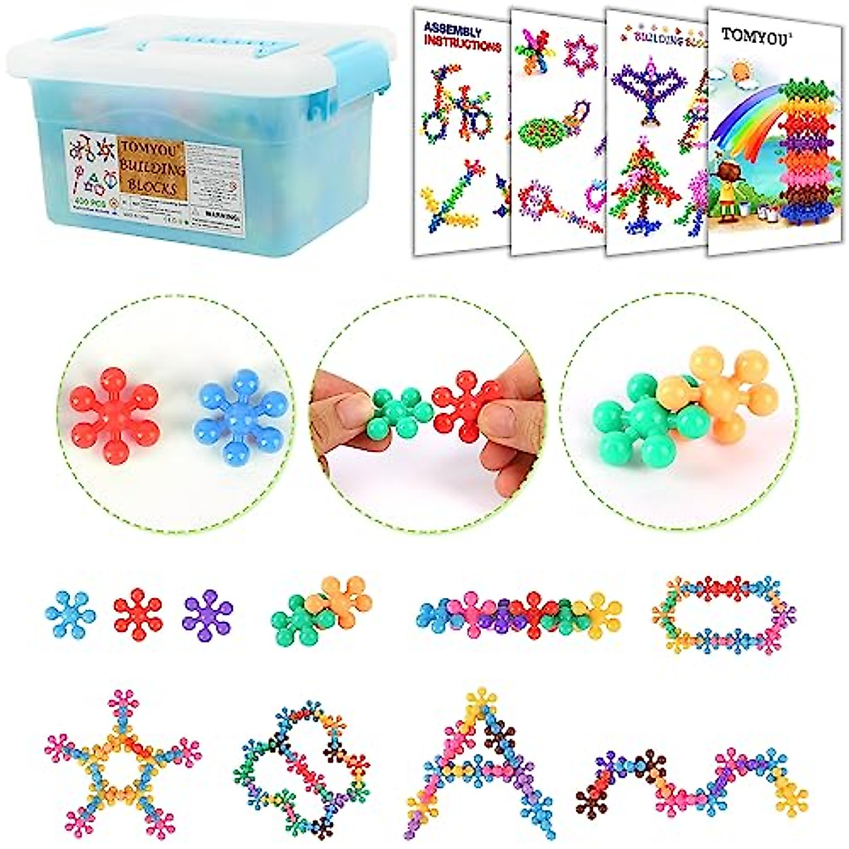 TOMYOU 400 Pieces Building Blocks Kids STEM Toys Educational Building Toys Discs Sets Interlocking Solid Plastic for Preschool Kids Boys and Girls Aged 3+, Safe Material Creativity