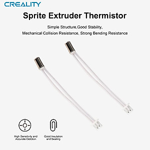 Official Creality Original Ender 3 S1 Thermistor Sensor 5 Pack, NTC100KΩ 3950K 3D Printer Hotend Replacement Parts Thermistor Temp Sensor Compatible with Sprite Extruder Heater Block