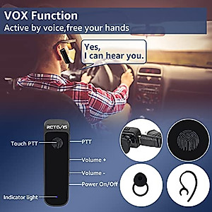 Retevis RB37 New Version,Bluetooth Walkie Talkies,2 Way Radio with Earpiece,VOX,2000mAh,USB-C,Wireless Walkie Talkie for Manufacture (4 Pack)