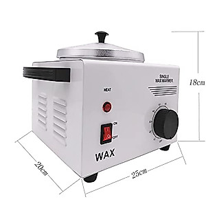 Single Pot Wax Warmer Professional Electric Wax Heater Machine Facial Skin SPA Equipment with Adjustable Temperature Set with Wood Craft Sticks（50 Pcs）