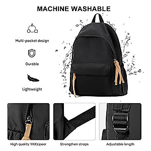 Black School Backpack For Girls Boy High School Middle Bookbag ,Classic Basic Junior college Schoolbag Lightweight Resistant Waterproof Small Backpack For Women Casual Travel Daypack