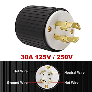Saihisday NEMA L14-30P Twist Locking Plug and Connector,Generator Locking Plug Adapter 30 Amp 125/250V, UL Listed