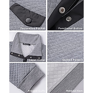 BTFBM Women Fashion Quilted Pattern Lightweight Zipper Long Sleeve Plain Casual Ladies Sweatshirts Pullovers Shirts Tops (Pure Grey, X-Large)