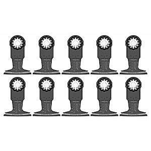 BOSCH OSL212F-10 10-Pack 2-1/2 In. Starlock Oscillating Multi Tool All Purpose Bi-Metal Plunge Cut Blades for Applications in Wood, Wood with Nails, Drywall, PVC, Metal (Nails and Staples)