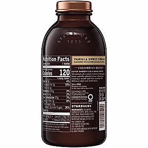Starbucks RTD Coffee, Cold Brew, Vanilla Sweet Cream , 11oz Glass Bottles (6 Pack)