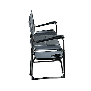 TIMBER RIDGE Oversized Double Folding Camping Side Tables 2 Person Lawn Chair, Heavy Duty Support 600 LBS for Outdoor, Grey