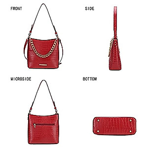 MKF Collection Shoulder Bag for Women, Faux Crocodile-Embossed Vegan Leather, Hobo Handbag Messenger Purse