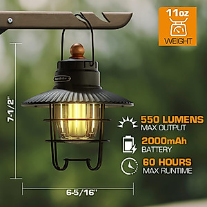 EverBrite LED Camping Lantern Pack of 2, USB C Rechargeable Lantern with 3 Light Modes, Vintage Outdoor Lanterns with Power Bank Function for Power Outages, Hurricane, Emergency, Fishing