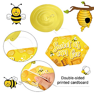 30 Pieces Bee Hanging Swirl Decorations, Bee Party Hanging Swirls Honey Bee Foil Ceiling Streamers Bee Themed Party Supplies for Kids Birthday Baby Shower Bee Day Party Decor