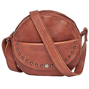 Locking Concealed Carry Mia Leather Crossbody Purse for Handgun with Universal Holster (Cognac)