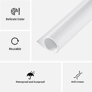 Meking White PVC Backdrop Photography Backdrop Matte & Reflective PVC Background Dual Side Vinyl Photo Backdrop for Product Video Photography Photo Studio 24x51inch (60x130cm)