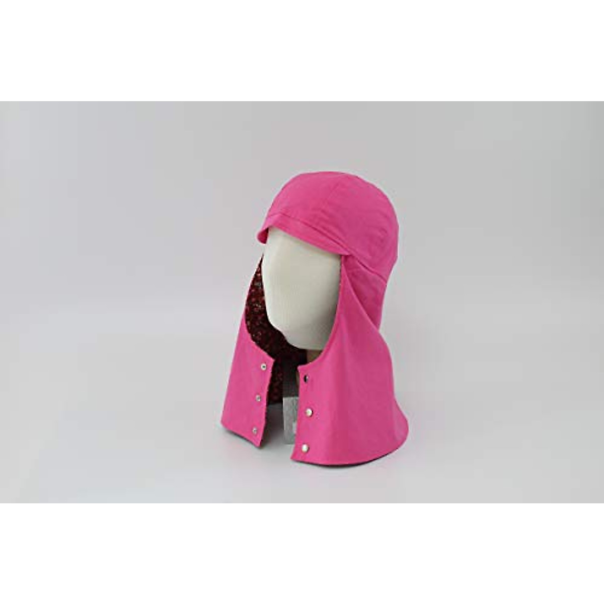 [NOGADA] Korean Style Welding Hood, High Quality Welder Cap Made in Korea, 100% Top Quality Korean Cotton Used, Head & Neck Coverage for Welding/Gauging/Grinding (Small, Dark Pink)