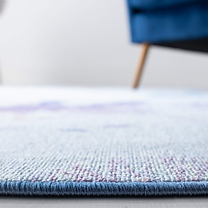 SAFAVIEH Machine Washable Slip Resistant Collection 3' 3" x 5' 3" Light Blue/Purple Inspired by Disney's Frozen II - Believe Kids Bedroom Nursery Playroom Area Rug