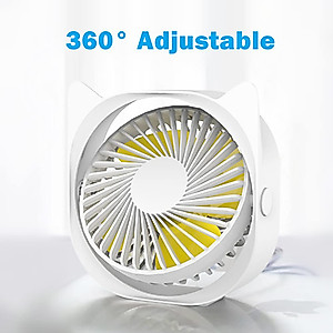 YUNLOVXEE Small Personal USB Desk Fan - 4 Speeds Portable Cute Desktop Table Cooling Mini Fan Powered By USB, Quiet Operation Strong Wind Fan for Room Home Office Outdoor Travel