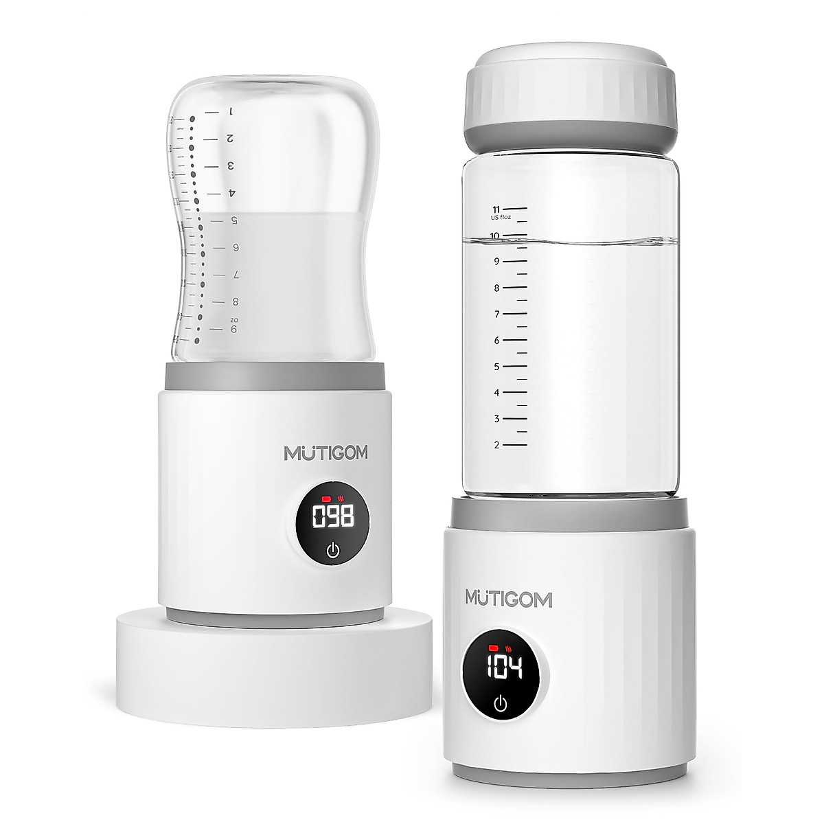 MUTIGOM Portable Bottle Warmer, Fast Baby Bottle Warmer Milk Warmer with 11OZ Bottle, Rechargeable Travel Bottle Warmer for Most Bottles, Water Warmer for Baby Formula Breastmilk