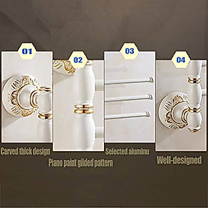 Towel rack European-Style Rotating Multi-Arm Towel Bar, Space Aluminum Multi-Function Bathroom Storage Rod, New Thick Base, Gold Pattern Design.