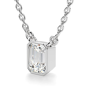 Bhumi Gems Emerald Cut VVS1 Colorless Diamond Moissanite Necklace Pendant Women,18 Inch Chain Silver Gold Wedding Custom Statement Bridal Handmade Gift Solitaire Halo Marseille Emerald Necklace (4)