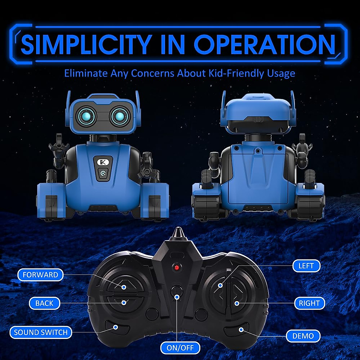 Remote Control Robots for Kids - With LED Eyes, Dance Moves, Music, Flexible Head & Arms - Christmas Gift for Ages 3+