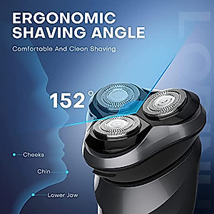 LOBINH Electric Shaver for Men, 100% Washable Rotary Shaver, Rechargeable Waterproof Electric Razor Wet & Dry Shaving with Pop-up Trimmer, 1 Hour Fast Charging, 4D Floating Head, LCD Power Indicator