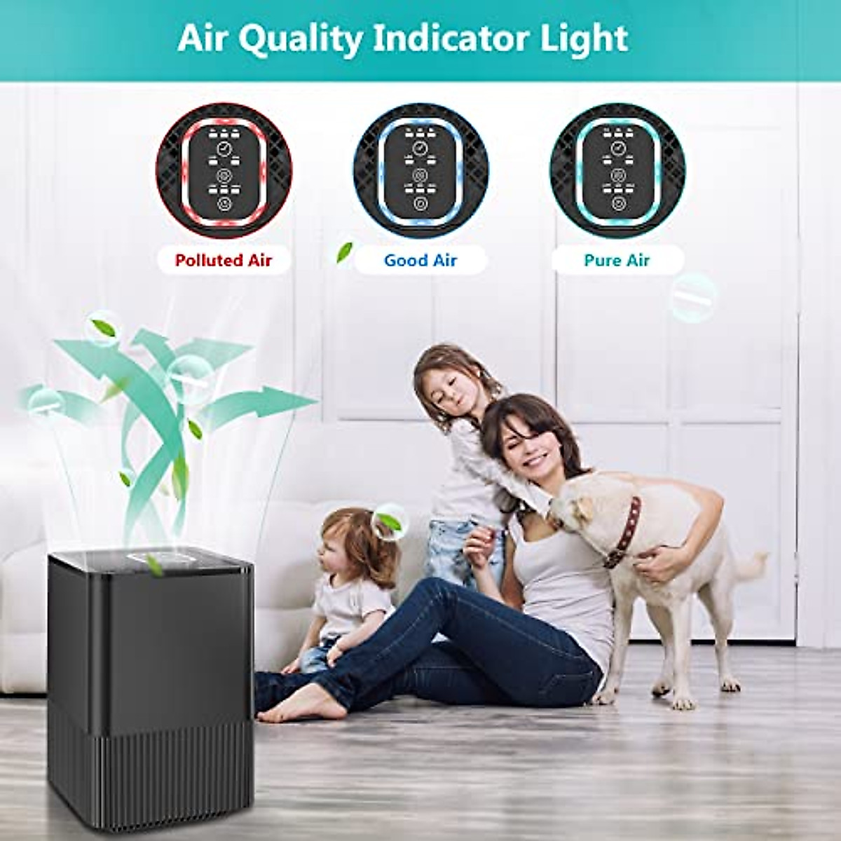 Air Purifiers, H13 TURE HEPA Pet Purifiers for Home Large Room with 4 Stages Air Filtration & 4 Modes, Air Quality Display, Air Cleaners Remove Up to 99.97% Dust Pollen Smoke Dander
