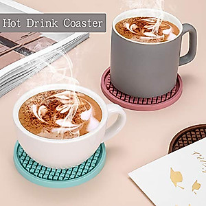 ME.FAN Silicone Coasters [6 Pack] Thickened Drink Coasters with Holder - Cup Mat - Non-Slip, Non-stick, Stay Put, Deep Tray - Prevents Furniture and Tabletop Damages(Black)