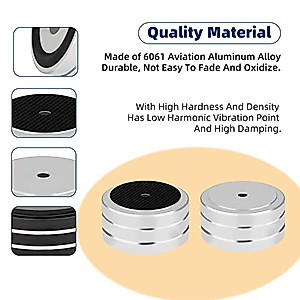 Monosaudio Isolation Feet HiFi Feet 4Pcs 40x20mm Aluminum Universal Turntable Feet with Non-Slip Rubber Rings No Need Adhesive for Audio,Speakers,Subwoofers,Home Theater,Turntable,DAC(Silver Color)