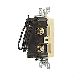 Leviton GFCI Combination Outlet with Switch, 15 Amp, Self Test, Tamper-Resistant with LED Indicator Light, Saves Space, GFSW1-I, Ivory