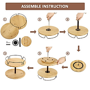 simesove Lazy Susan Turntable 10inch Bamboo Spinning Spice Rack Holder Kitchen Cabinet Counter Top Organizer 360 Degree Turntable Turning Table （Bamboo, 10" (2 Tier)