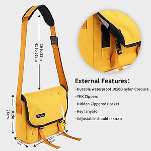 SIMTOP Crossbody Messenger Bag iPad Bag Shoulder Messenger Bag Durable Crossbody Shoulder Bag for Commuters and Travelers Water Resistant Scratch and Wear Eesistance Versatile YKK Zipper. (Yellow)
