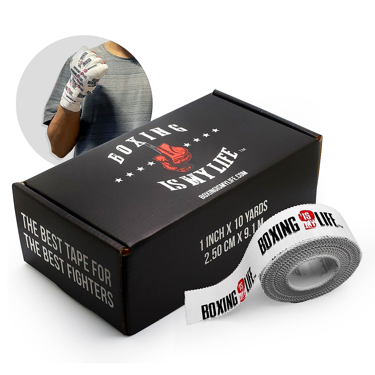 Boxing Tape, Athletic Tape, Sports Tape Athletic Use, Easy-Rip Sport Tape with Solid Grip, Professional-Grade, No Sticky Residue, 1 inch x 10 Yards, 12-Roll Box - Boxing Is My Life