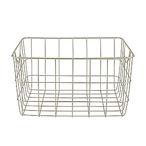 Spectrum Wire Small Utility Basket (Satin Nickel Powder Coat) - Storage Bin & Décor for Bathroom, Closet, Pantry, Under Sink, Toy, Shelf, Kitchen, & Nursery Organization