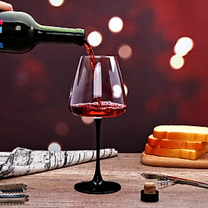 Wine Glasses 20oz,Black Stem Red Wine Glasses Set of 6,Clear Wide Bowl Burgundy Stemware for Home Bar,Anniversary,Wedding,Event