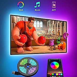 Romwish LED Strip Light,5050 RGB Color Changing Bluetooth Smart LED Lights, Sync to Music, App Control & 44 Key Remote Control, Timing Function for Bedroom, TV, Party, DIY Home Decora (9.8ft)