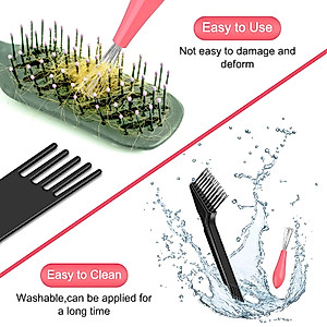 WXJ13 6 Pieces Hair Brush Cleaner Hair Brush Cleaning Tool Comb Cleaner Brush Hairbrush Comb Cleaner Tool for Removing Hair Dust(Black, Pink, Plastic Handle Rake)