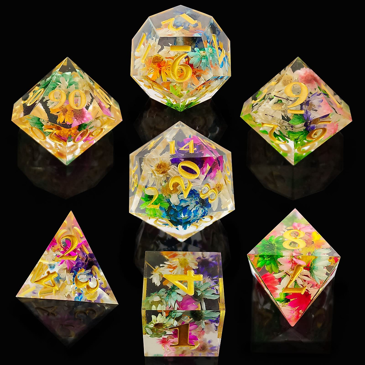 DND Dice Set D&D RPG dice Sets Dungeons and Dragons Polyhedral Resin Dice Bags Sharp Edge Dice Roleplaying Games MTG dice 7 Accessories D4 D6 D8 D10 D12 D20（Suit）